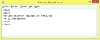 Inserir espaços no código HTML