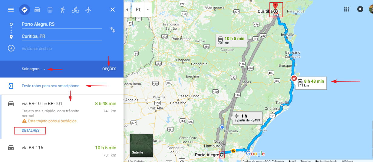 Calcular uma rota no Google Maps