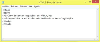 Inserir espaços no código HTML
